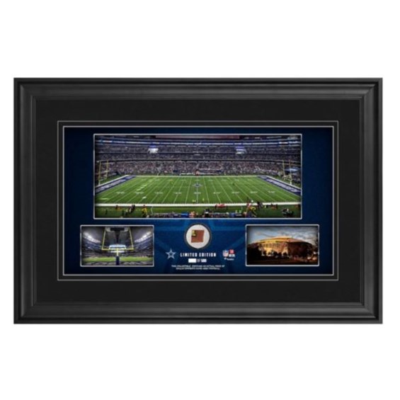 10" x 18" Stadium Panoramic Framed Collage w/Game-Used Football ...