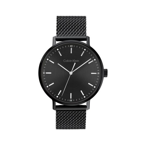 Mens Quartz Black Ion-Plated Stainless Steel Mesh Watch Black Dial ...