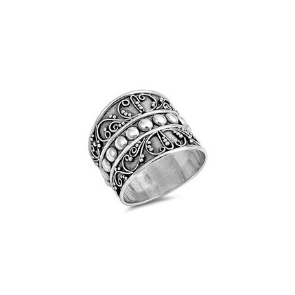 Oxidized Sterling Silver Wide Tapered Bali Style Ring, Size 10 | Choose ...